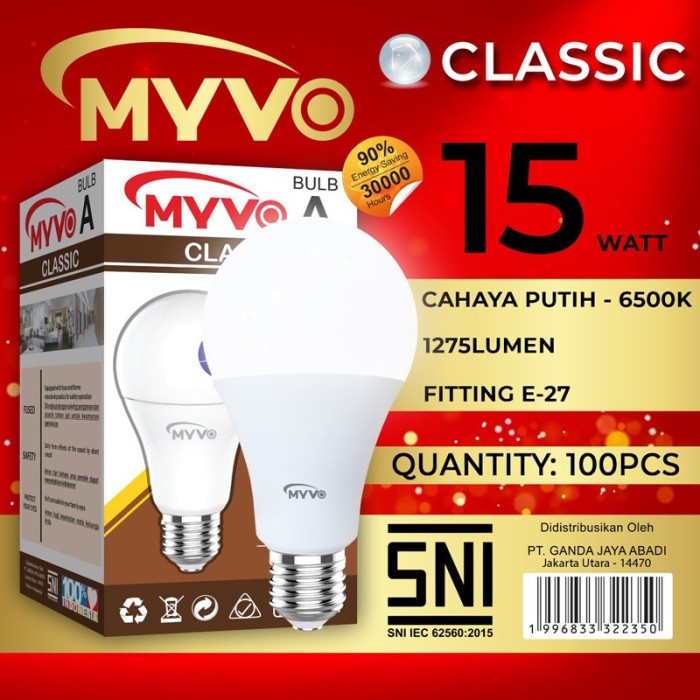 Jual Lampu Bohlam Myvo Classic LED 15 Watt Murah Terang Bergaransi LED BULB | Shopee Indonesia