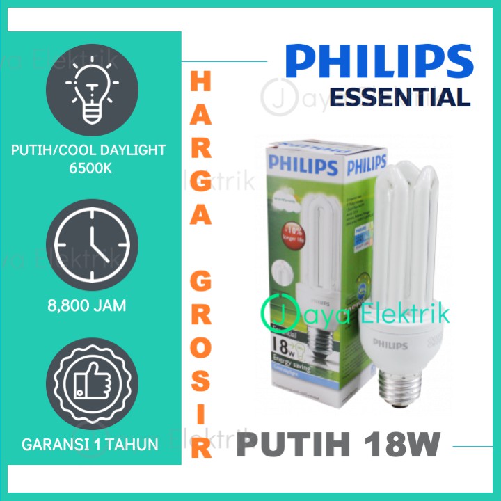 Jual Lampu Philips Essential 18W 18 w 18 watt 18watt Putih Cool Daylight Grosir Asli - Lampu ...