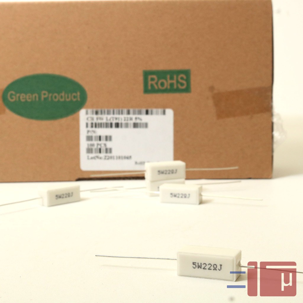 Jual Resistor Kapur 22R 22 Ohm 5W Taiwan Kaki Tembaga | Shopee Indonesia