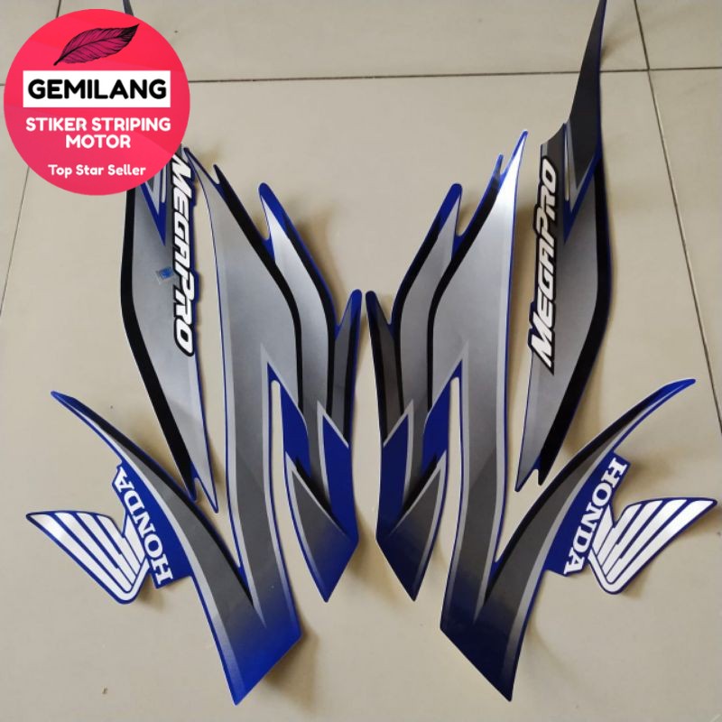 Jual Striping Decal Polet Sticker honda megapro mega pro 2008 2009 biru ...