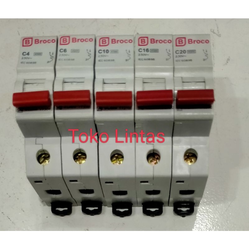 Jual MCB Original Broco / MCB 1 Phase 4A/6A/10A/16A/20A SNI standard international | Shopee ...