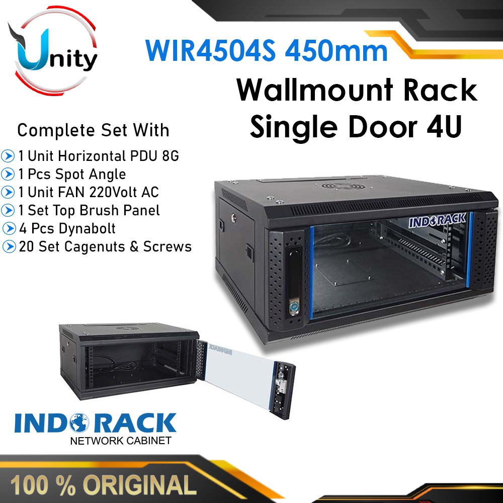 Jual Rack Server Indorack 4U WIR4504S Wallmount Rack Single Door Depth ...