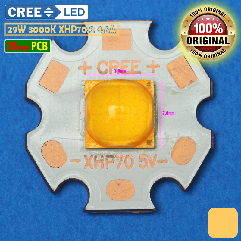 Jual CREE 29W XHP702 Warm 3000K 6V XHP70.2 Mata LED Sorot Tembak 20mm 4 ...