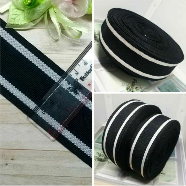 Jual PER METER,PITA SALUR LIST HITAM,PUTIH LEBAR 4.5CM. | Shopee Indonesia