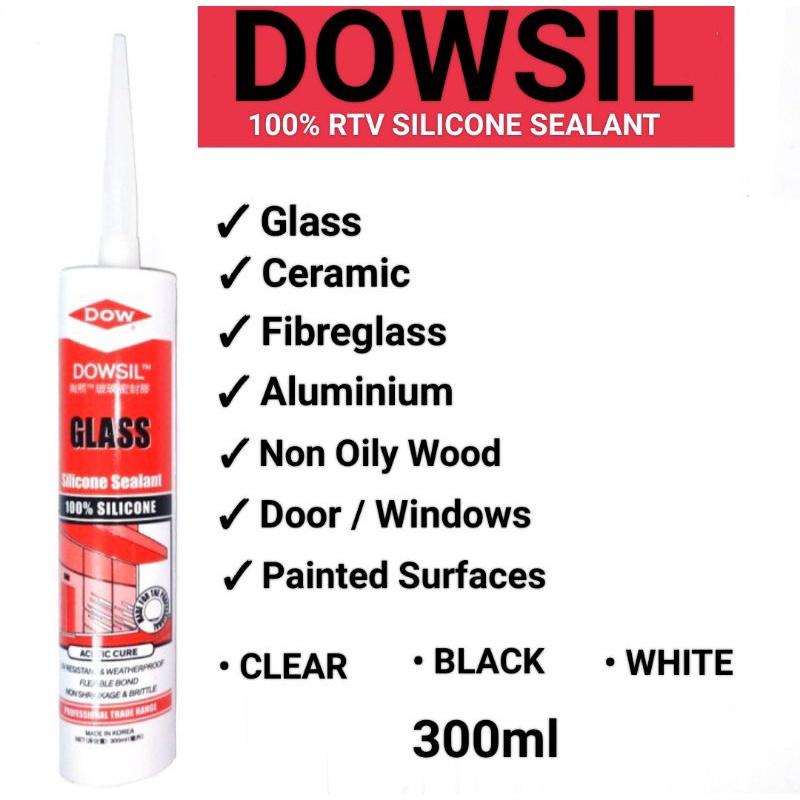 Jual Lem Kaca Silicone Sealant DOWSIL GLASS / DOWSIL ASAM ACETIC | Shopee Indonesia