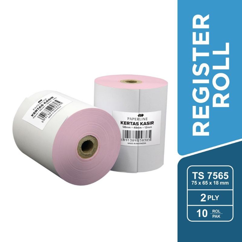 Jual Kertas struk/ Register roll HVS 75x65 2ply/ rangkap 2 | Shopee ...