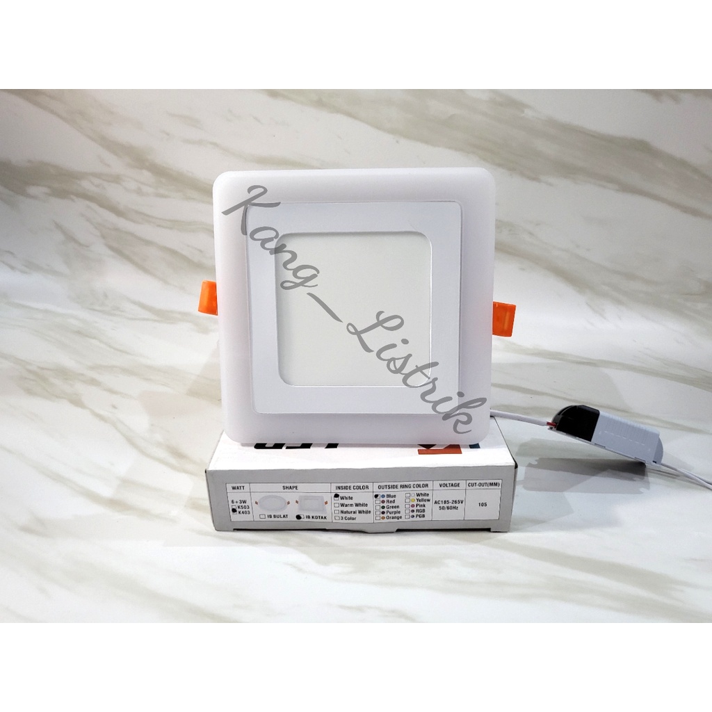 Jual Downlight LED Panel 2Warna 6W Kotak Inbow / Downlight Panel Putih ...