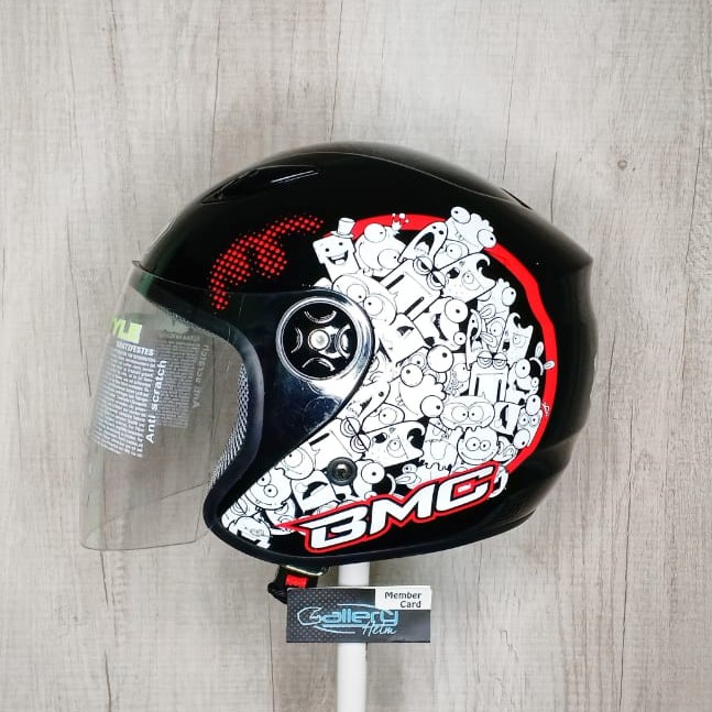 Jual BMC Milan Doodles Black Glossy Red / helm motif / helm murah ...