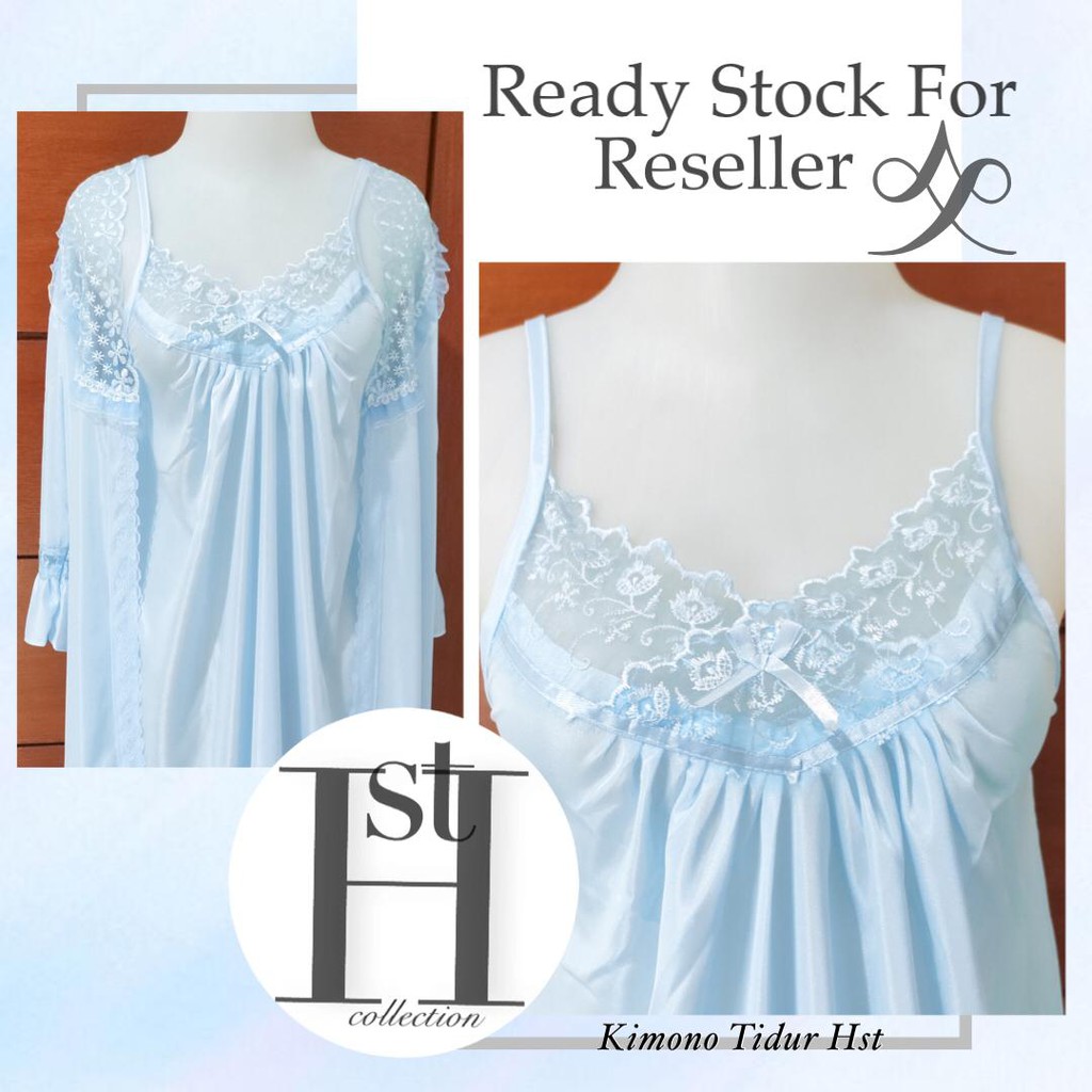 Jual Kimono Tidur Hst Special Renda (Include Daster Singlet Renda) 'Sky ...