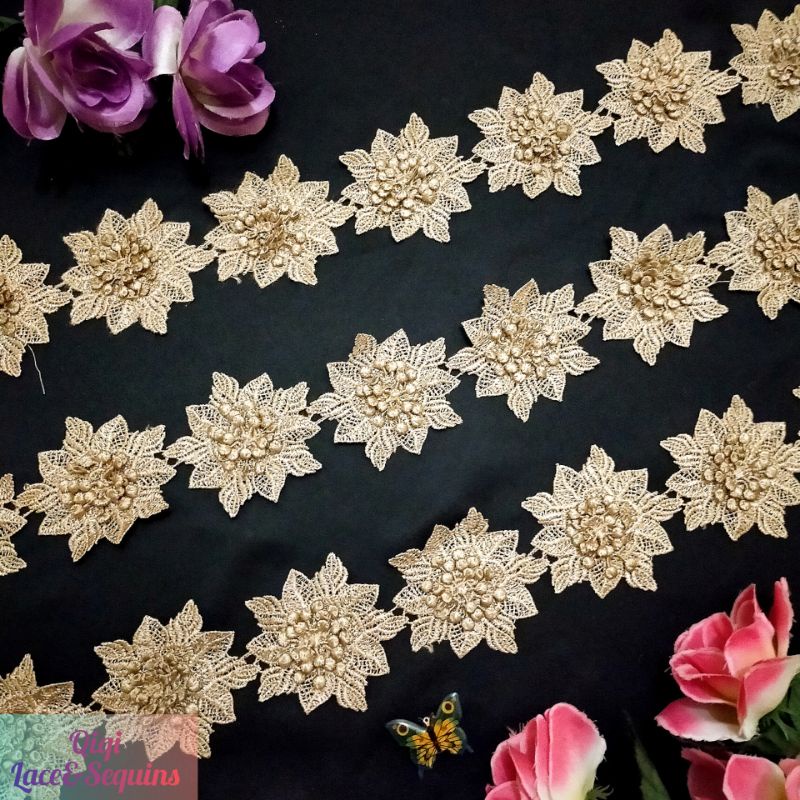 Jual Renda gyper bunga daun lebar 6 cm (harga per yard/90 cm) | Shopee ...