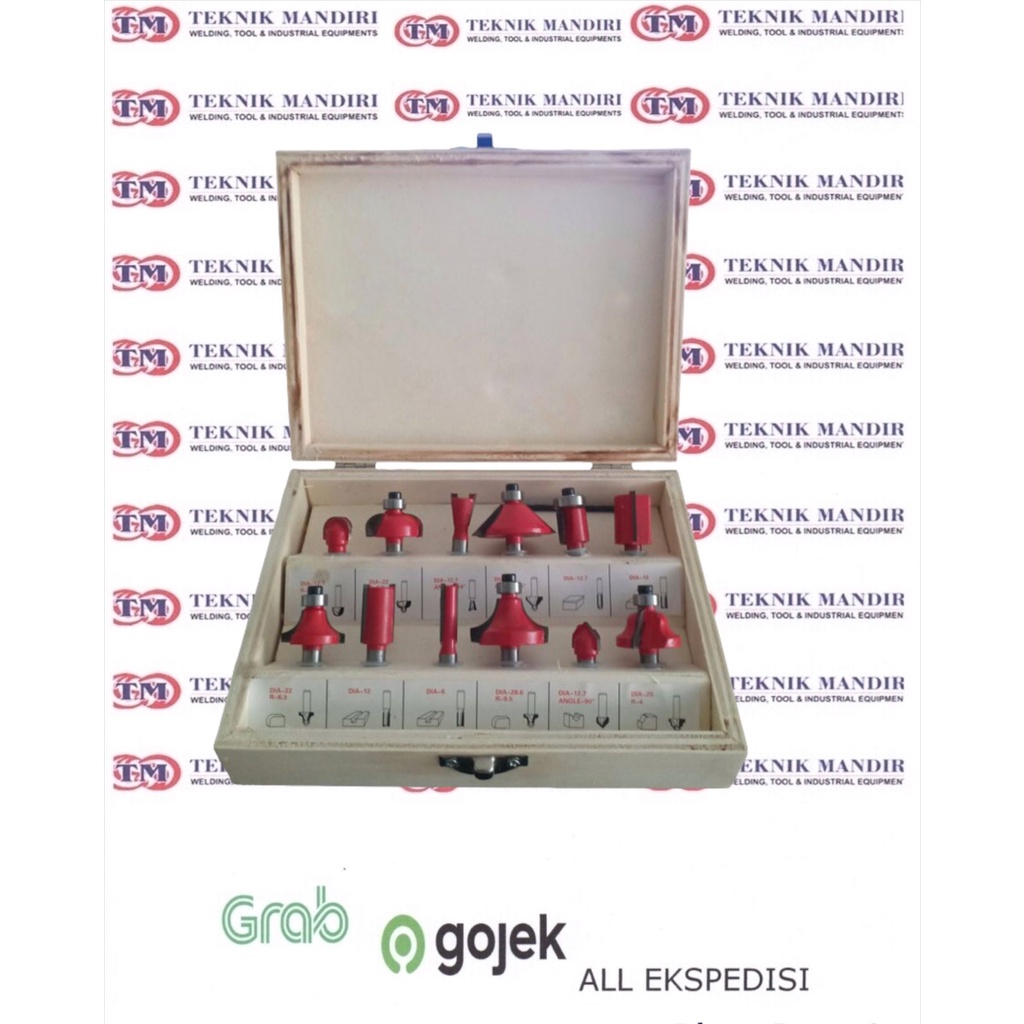 Jual Router Bit Set 12 Pcs - Mata Profil Set - Mata Trimmer Set 12 pcs ...