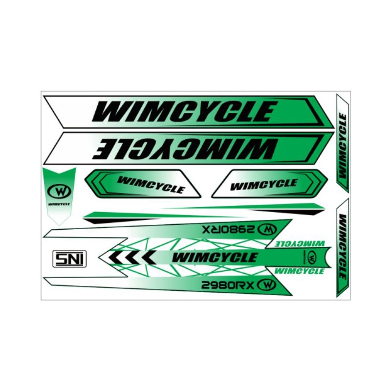 Jual stiker sepeda BMX 20 wimcycle hijau putih decal glossy mengkilap ...