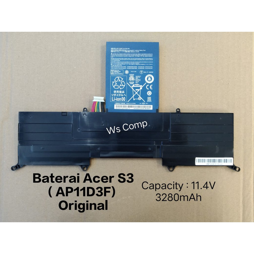 Jual BATERAI ACER Aspire S3-391, S3-951 (AP11D3F) (6 CELL) | Shopee ...
