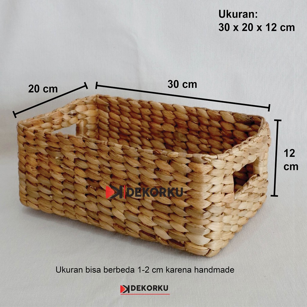 Jual Keranjang Anyaman Kotak Enceng Gondok 30 x 20 x 12 | Shopee Indonesia