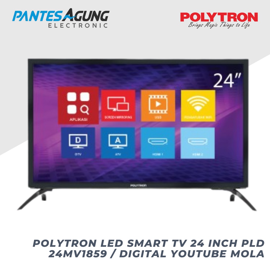 Jual Polytron LED Smart TV 24 Inch PLD 24MV1859 / 24CV SMART LITE Digital Youtube Mola | Shopee ...