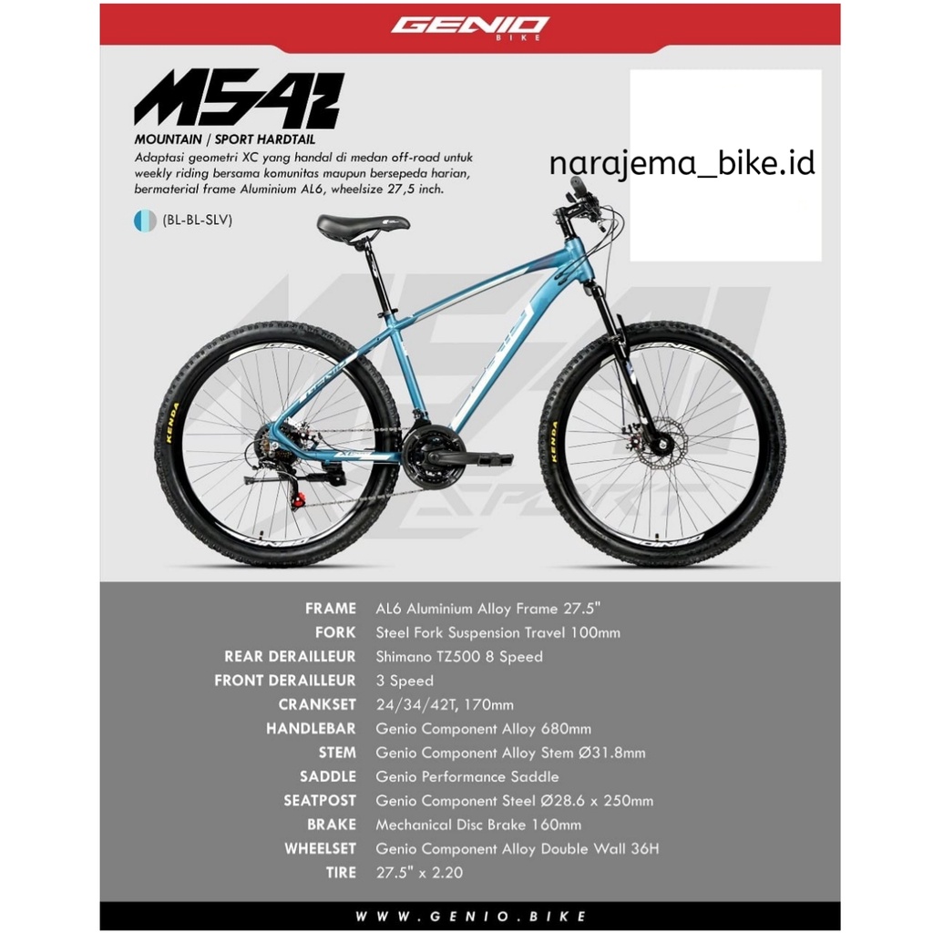 Jual Sepeda Gunung MTB GENIO M542 Frame Alloy 24 Speed Uk.27.5 Inch ...