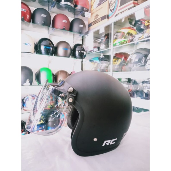 Jual RC Aizo Helm Half Face Standar Warna Hitam Doff SNI Helm ...