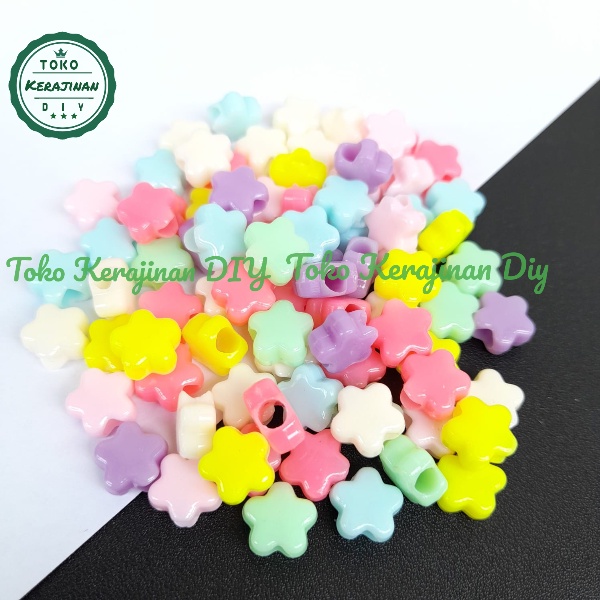 Jual ( 60 Pcs ) Manik Manik Mote Pastel Love Bunga Warna Pastel Mute ...