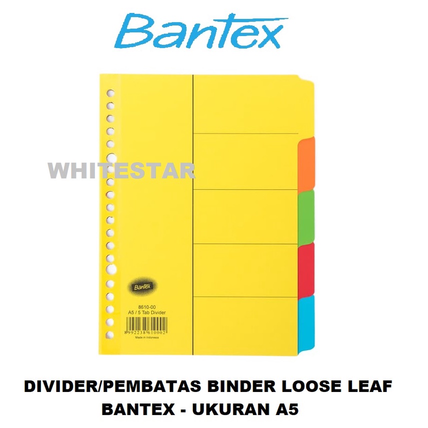 Jual pembatas file / divider binder loose leaf ukuran A5 - 5 tabs ...