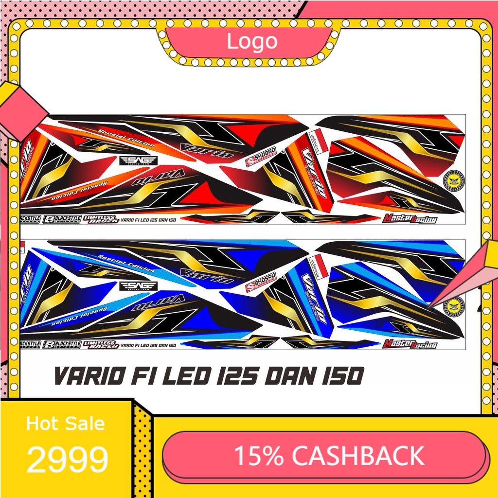 Jual KAFA STIKER VARIASI COD-STRIPING CUSTOM MOTOR HONDA VARIO FI LED 125/150 MOTIF ROAD RACE ...