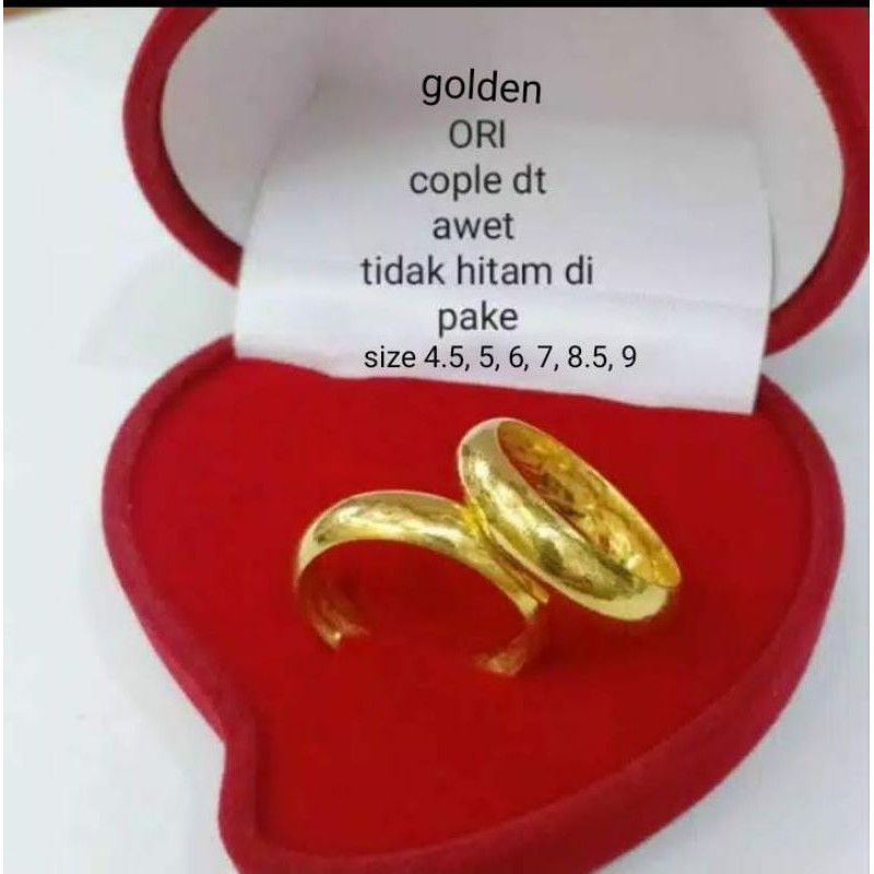 Jual cincin golden belah rotan replika emas 24K tidak hitam harga per ...