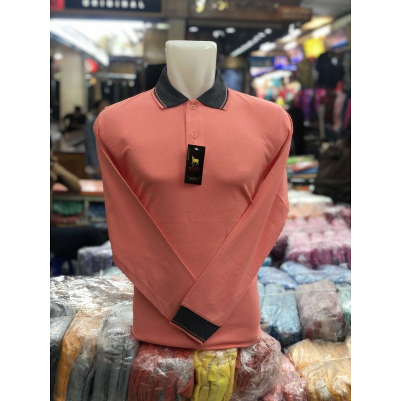 Jual DXBL Polos Kaos Wangki Kerah Polo Salem Abu Panjang | Shopee Indonesia