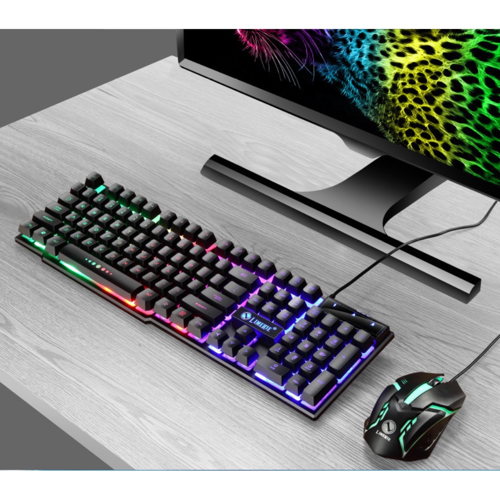 Jual （COD）Glowy keyboard gaming Bulat Punk Mechanical Komputer Set ...