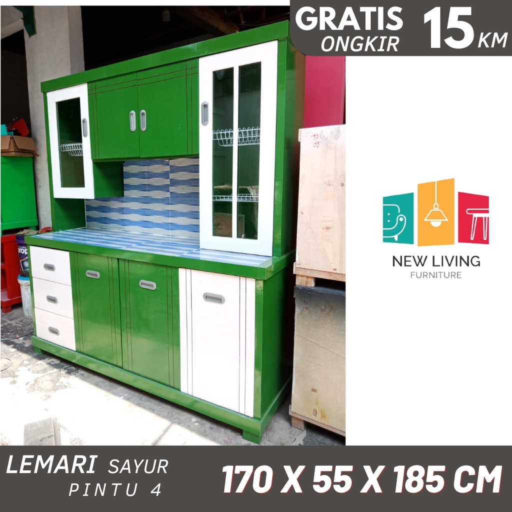 Jual Rak Dapur Lemari sayur 4 pintu lemari rak piring dapur minimalis ...