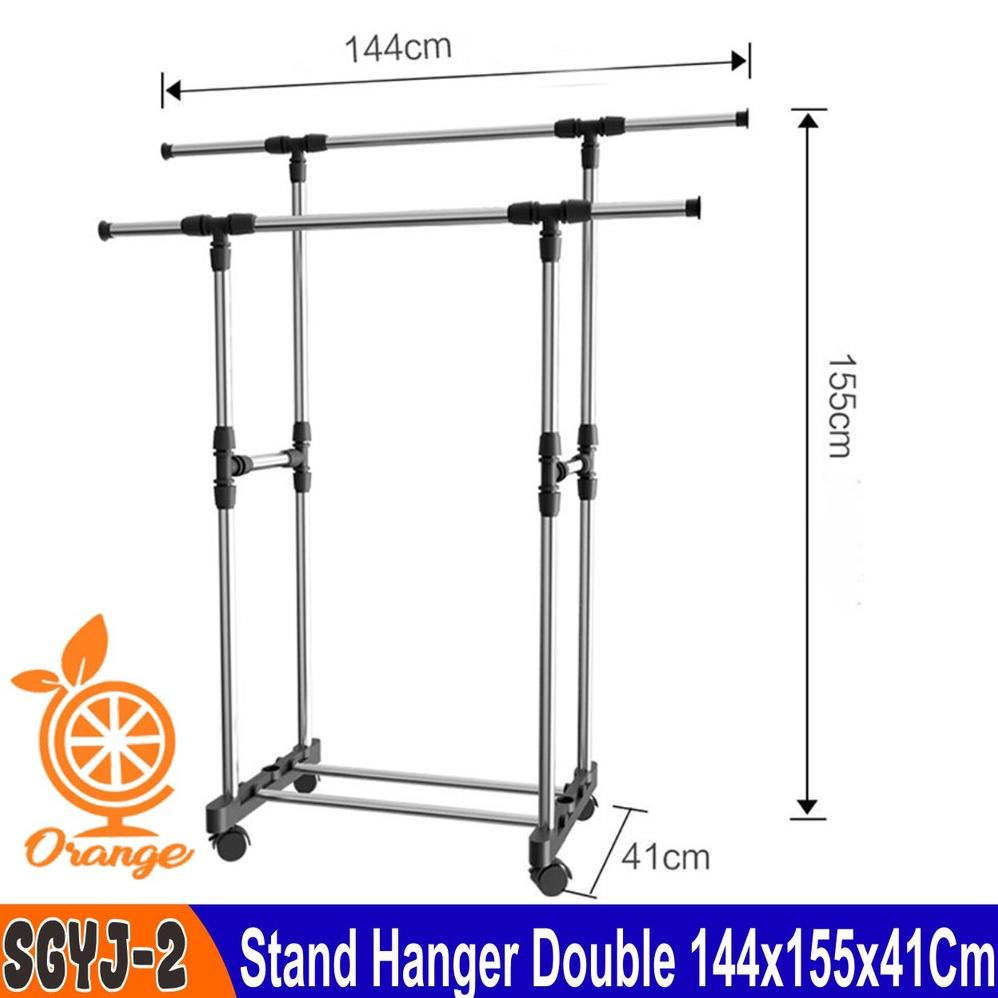 Jual Stand Hanger Double 2 Sisi 4 Roda Rak Gantungan Baju Tiang Jemuran ...