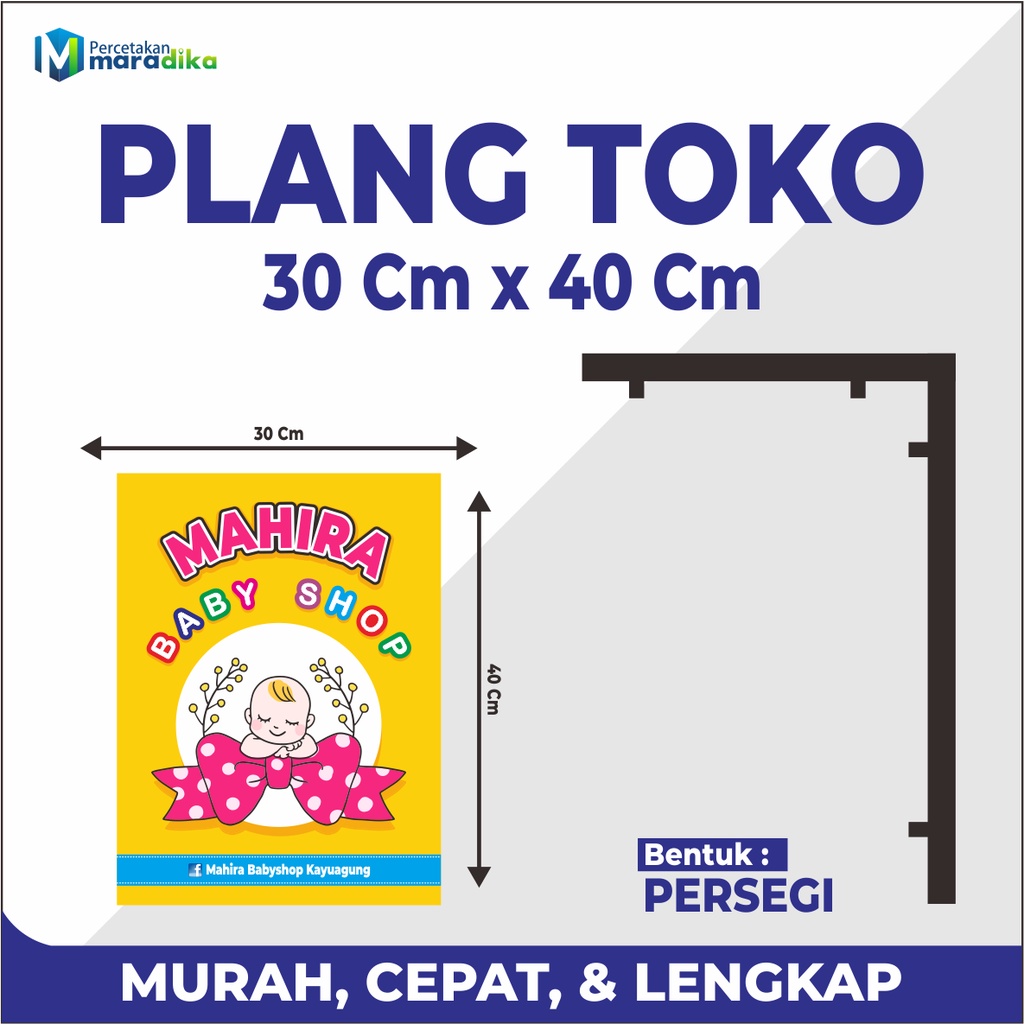 Jual Plang Toko/Kantor Custom Persegi Bahan Acrylic 2 sisi Ukuran 60cm x 40cm, 50cm x 40cm, 40cm ...