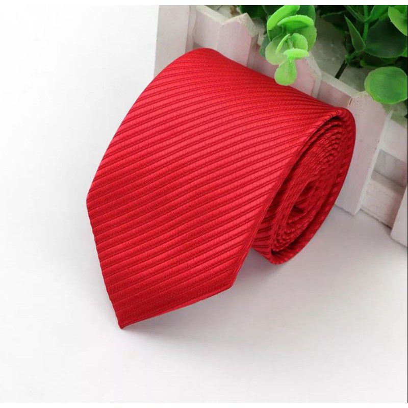 Jual Dasi Pria Warna Merah Terang Ukuran Medium 3inchi & slim 2inchi ...