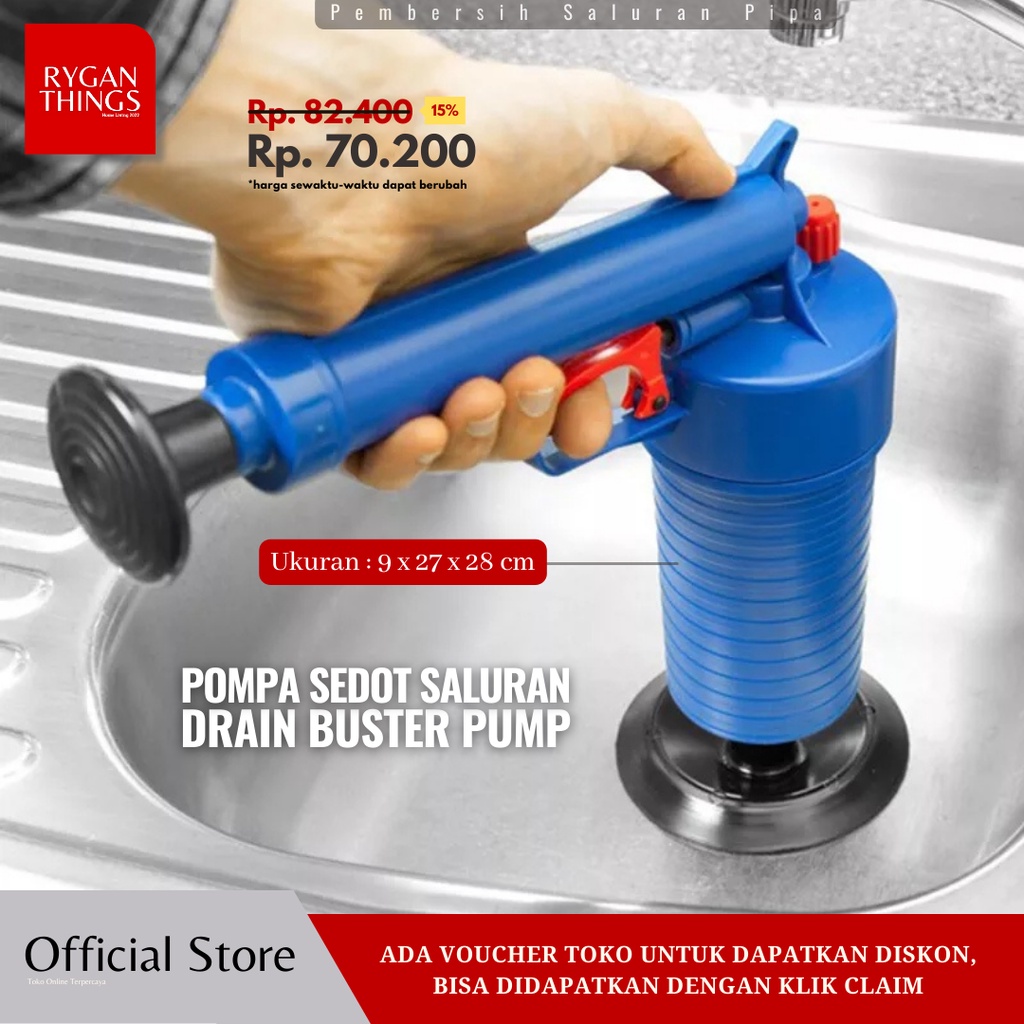 Jual Drain Buster Air Pump Toilet Plunger Pompa WC Mampet Pembersih ...