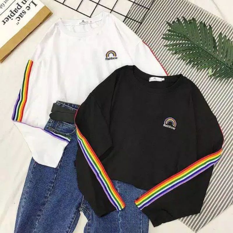 Jual Sweater pelangi / rainbow ( list asli - sablon timbul ) | Shopee ...