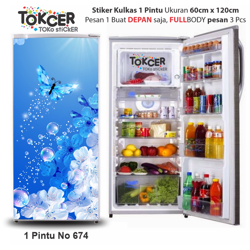 Jual Stiker Kulkas LAMINATING GLOSSY uk 1 Pintu / 2 Pintu /Stiker ...