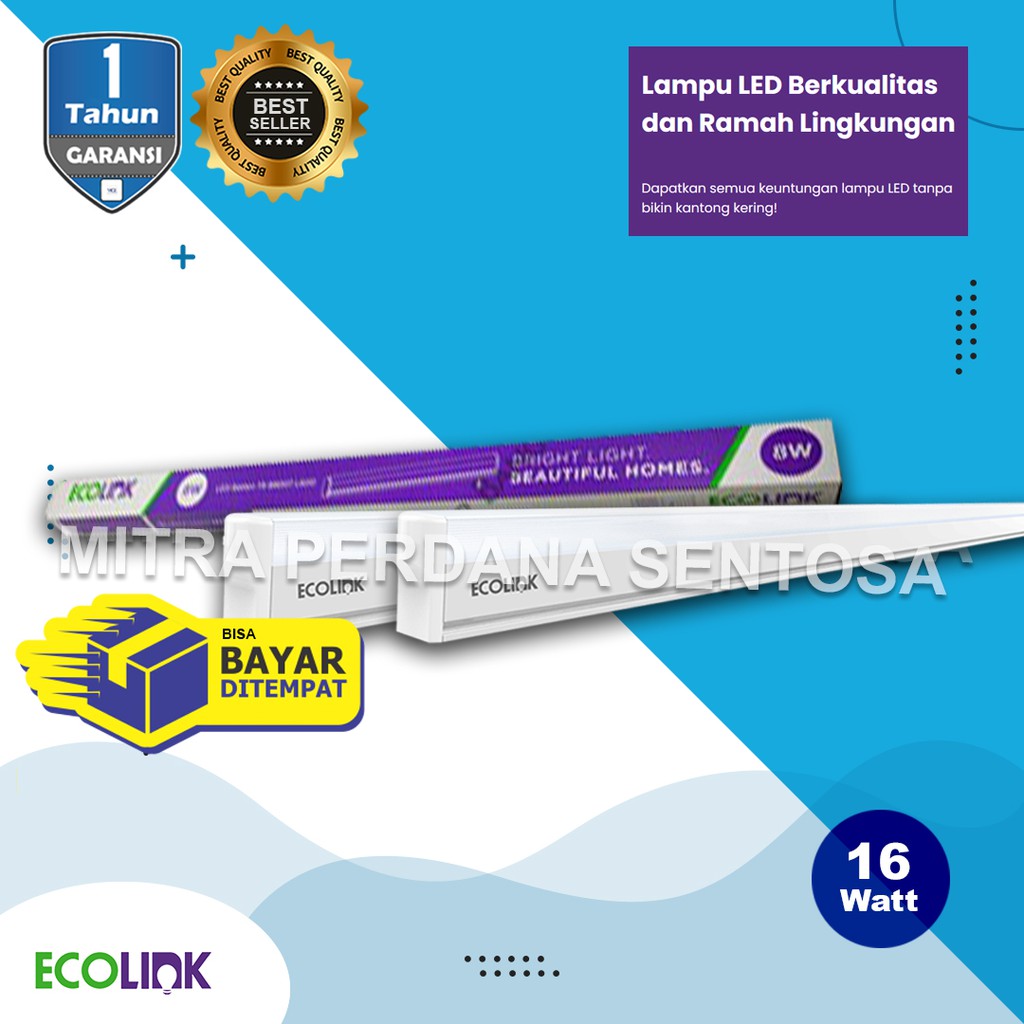 Jual Lampu T8 Batten LED ECOLINK 16W 16 Watt 1200mm TAHAN LAMA SUPER ...