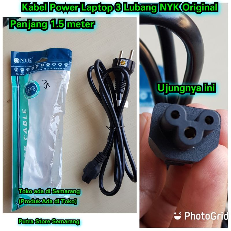 Jual Kabel Power Charger Laptop 3 lubang Kabel power Laptop NYK ...