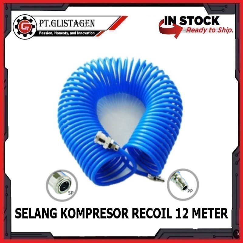 Jual Selang Angin Kompresor Spiral Recoil Hose 12 Meter Selang PU 12M 5x8MM | Shopee Indonesia