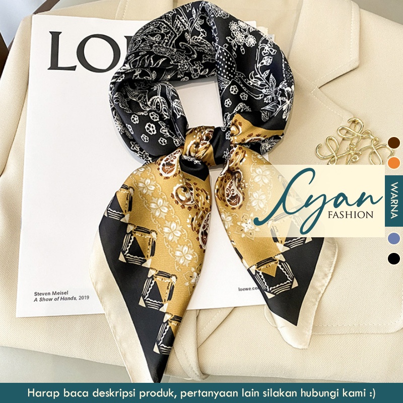 Jual "Cleo" 70x70 cm, Scarf Leher, Scarf Tas, Bahan High Grade Silk ...