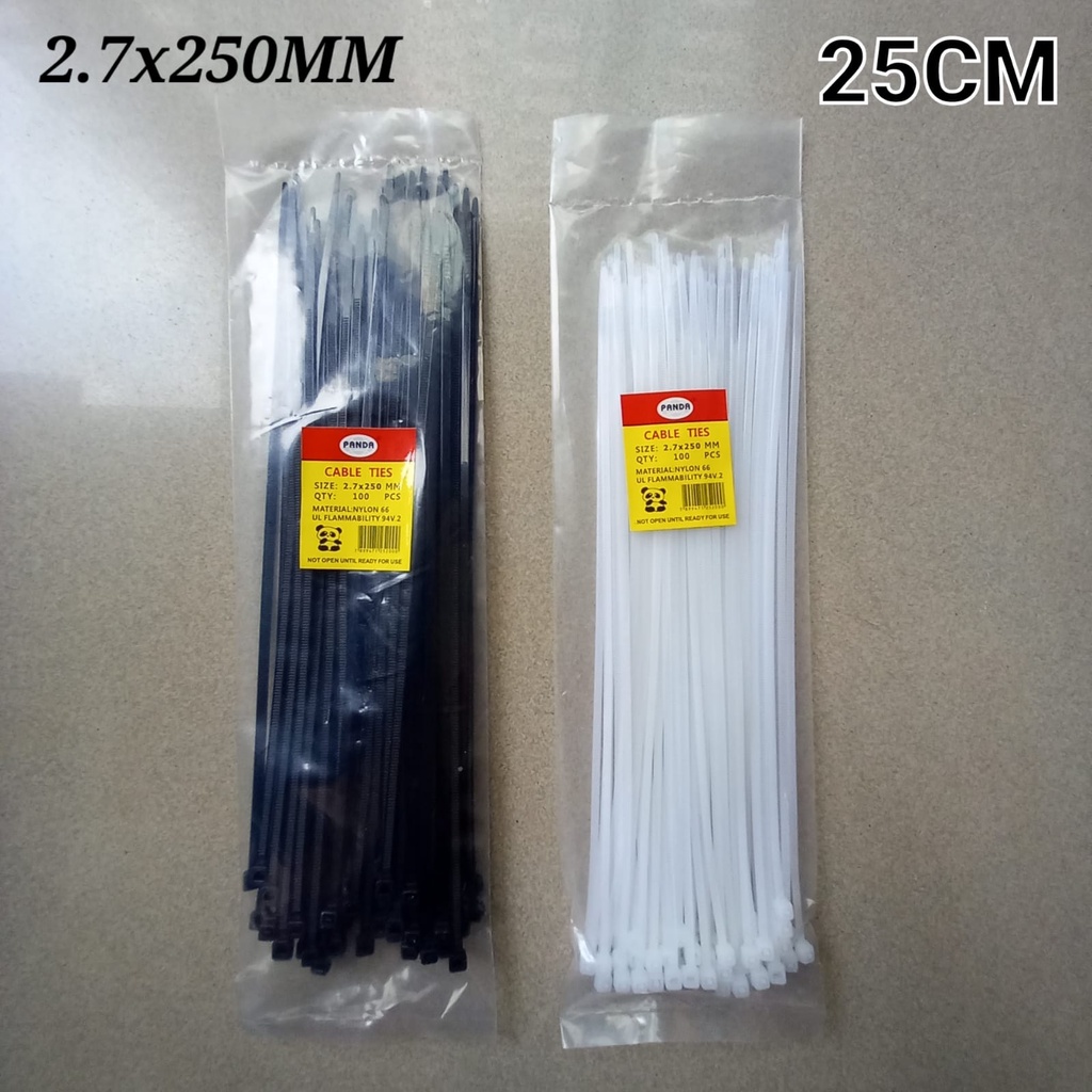Jual KABEL TIS 2.7 x 250 MM PUTIH / HITAM - CABLE TIES PANDA 25 CM WHITE / BLACK - PENGIKAT ...