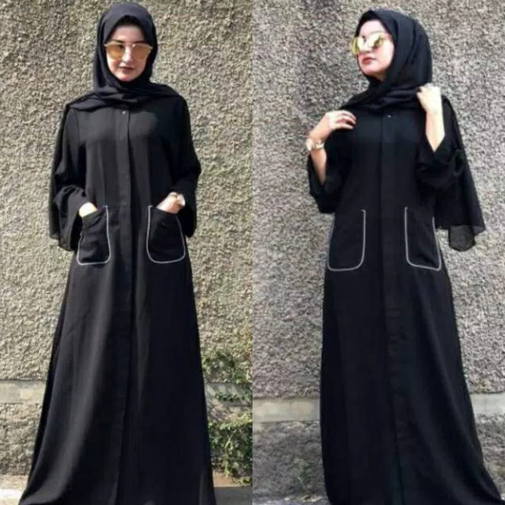 Jual Gamis Terbaru Abaya Hitam Jetblack Saku 2 BUSUI Abaya Turkey Dress ...