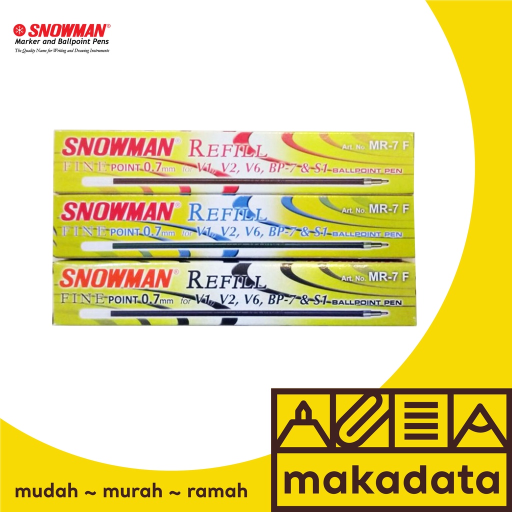 Jual REFILL TINTA BOLPEN SNOWMAN V1, V2, V6, BP-7 & S1 (1 PACK ...