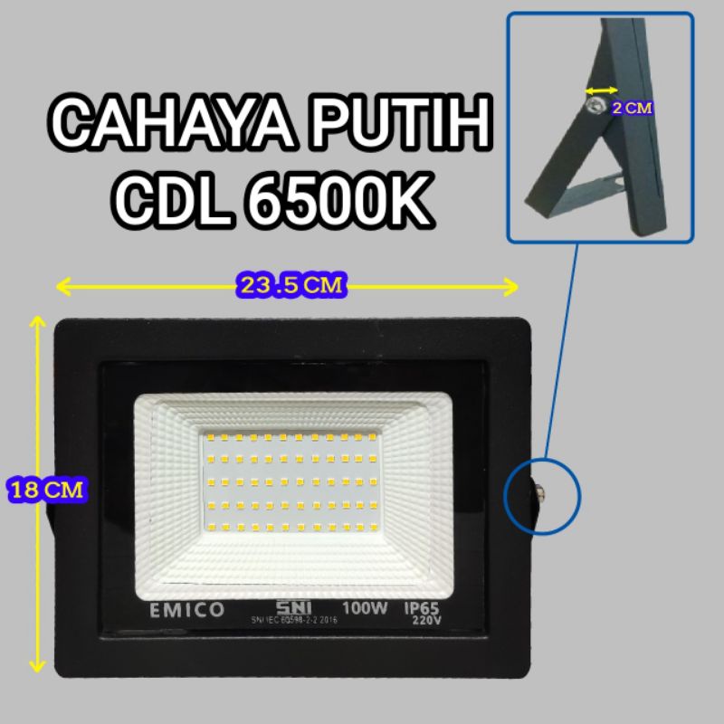 Jual EMICO Lampu sorot led 100w lampu led flood light 100 watt led tembak outdoor SNI | Shopee ...