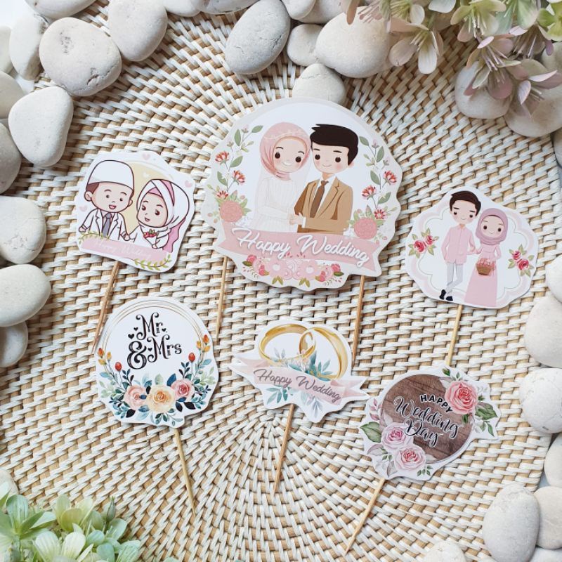 Jual 1 set topper toper hiasan kue cupcake cup cake nasi tumpeng happy ...