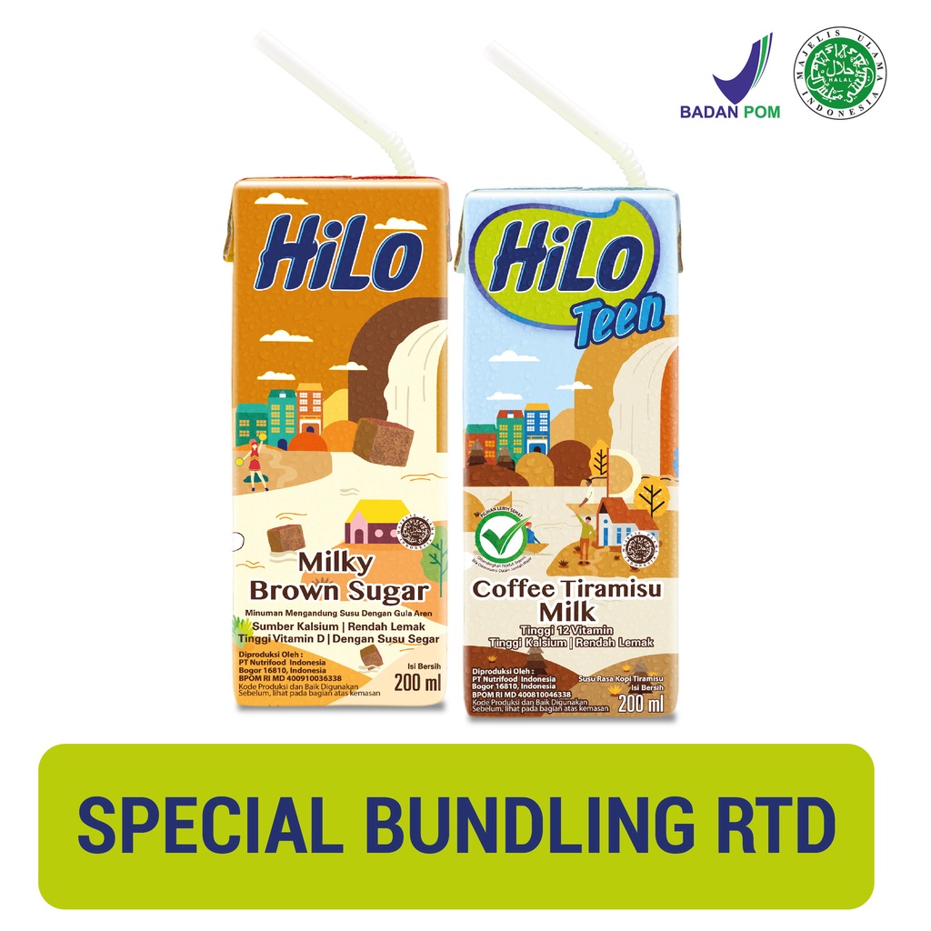 Jual Special Bundle - Hilo RTD Milky Brown Sugar 200 ml + HiLo Teen RTD ...