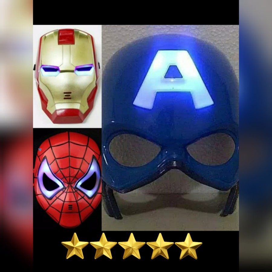 Jual TOPENG MASKER SUPER HERO SPIDERMAN CAPTAIN AMERICA IRONMAN NYALA ...