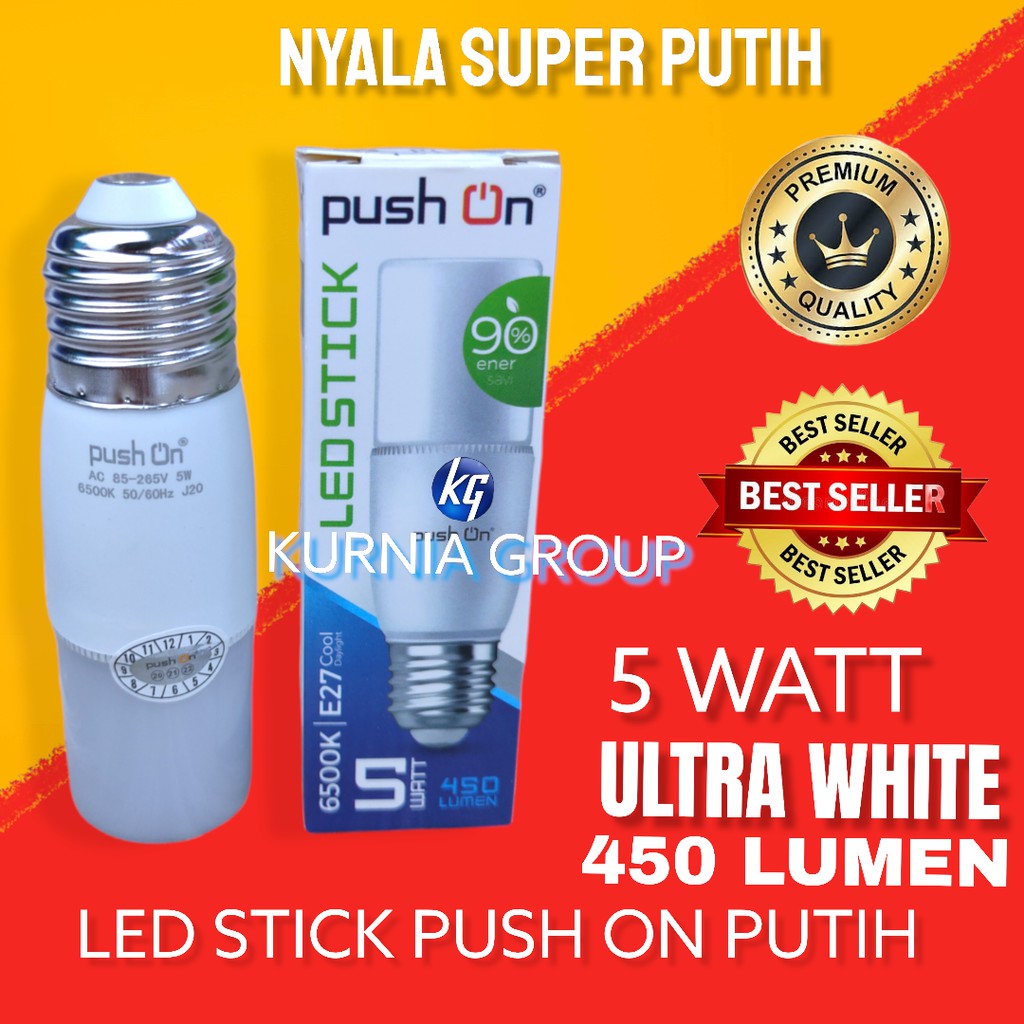 Jual Lampu LED Stick 5 Watt Push On Cahaya Putih E27 Lampu Stik 5w ...