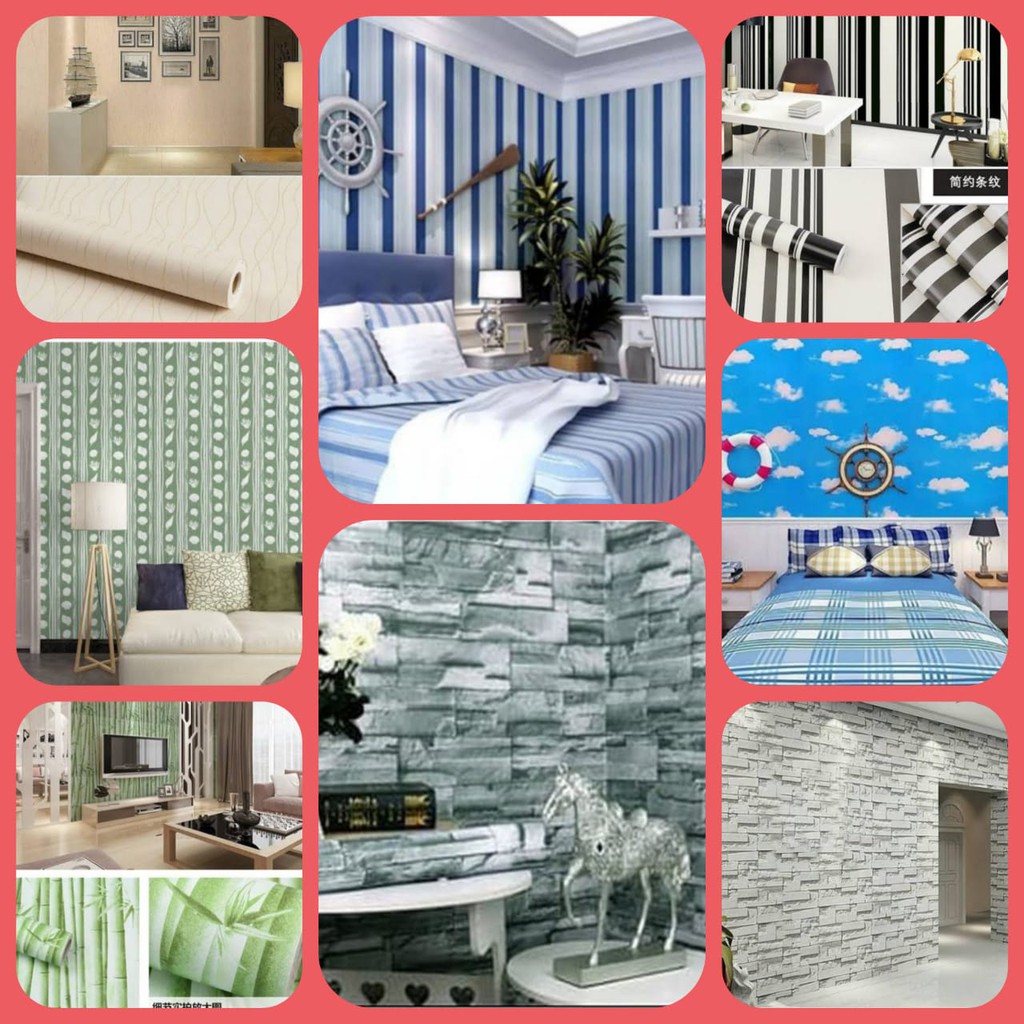 Jual Wallpaper Sticker Dinding 45cm x 10m Wall Sticker Motif Salur ...