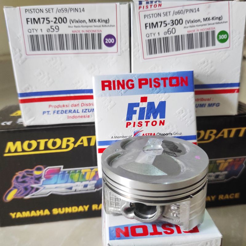 Jual Piston Kit FIM 57 58 59 60 pin 14 Vixion MX King R15 FIM75 Semi ...