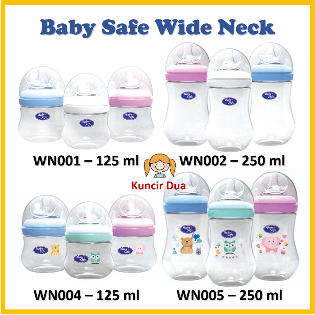 Jual Baby Safe Botol Susu Wide Neck 125ml 250ml - WN001 WN002 | Shopee ...