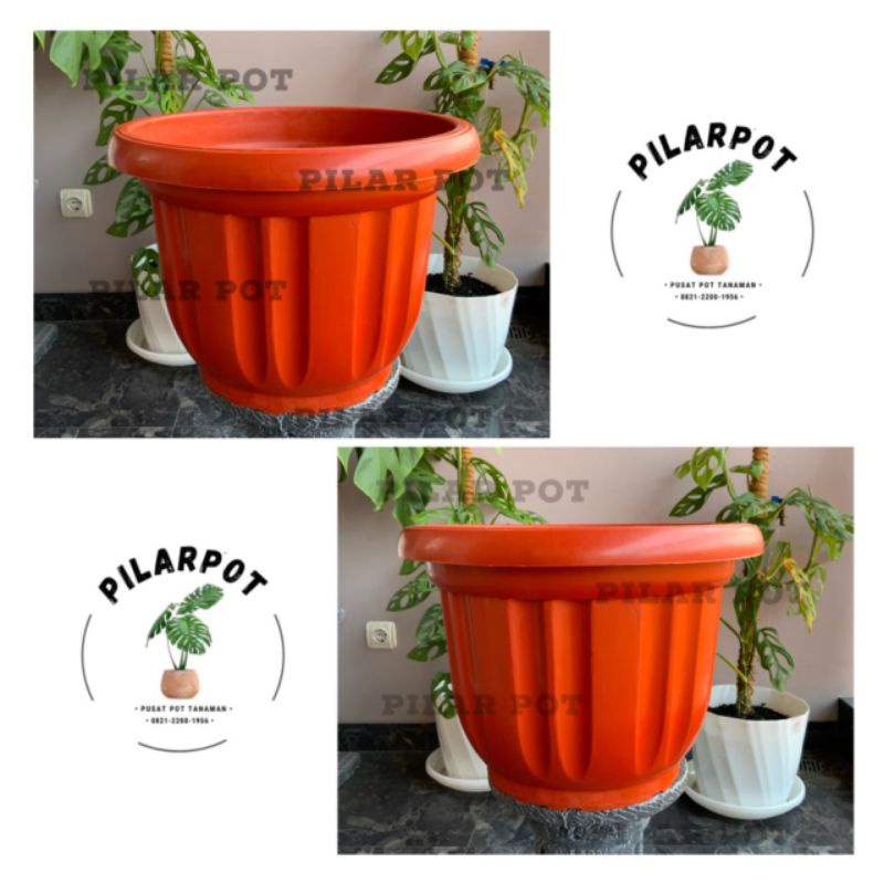 Jual pot bunga tanaman plastik merah bata 50cm - JUMBO MERAH BATA ...